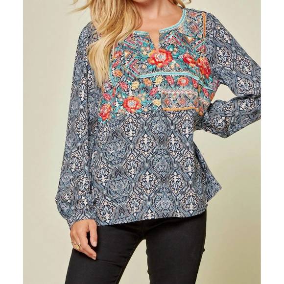 ANDREE BY UNIT | Tops | New Andree By Unit Floral Embroidered Blouse In ...